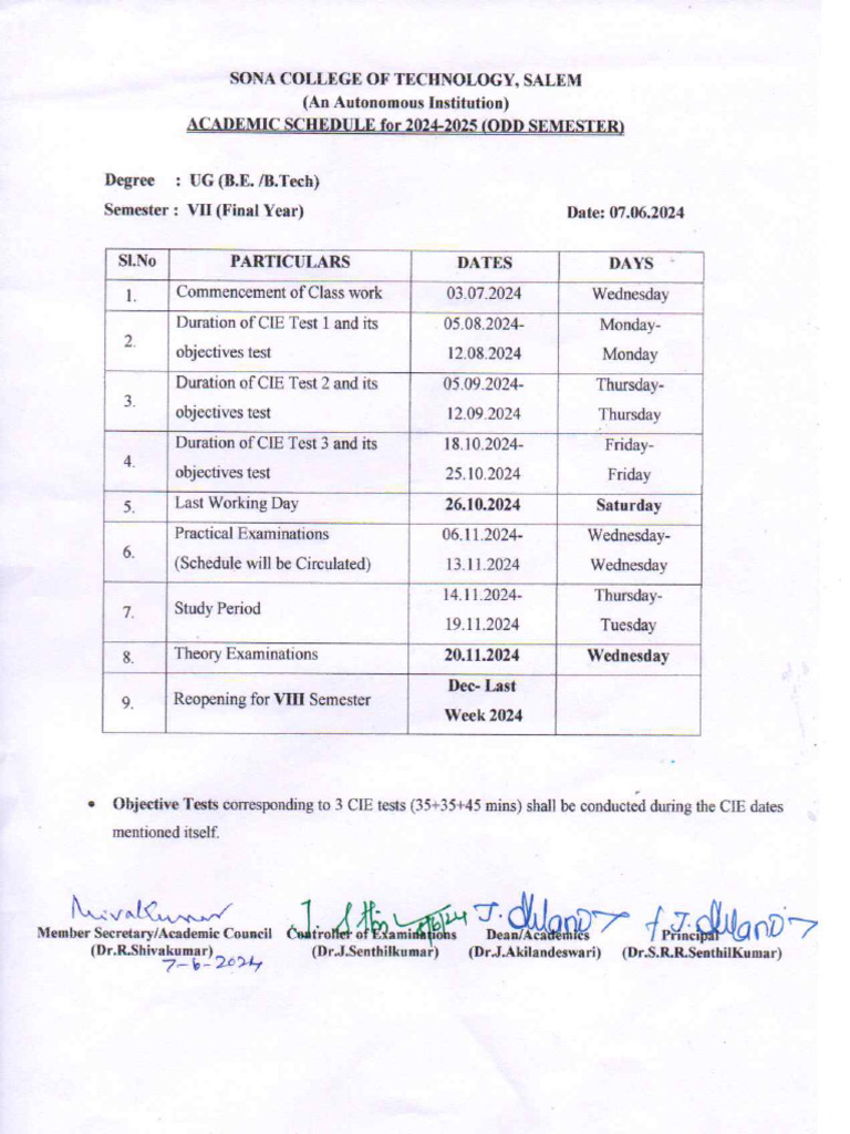 Academic Schedule ODD - Sem 2024 25 | PDF