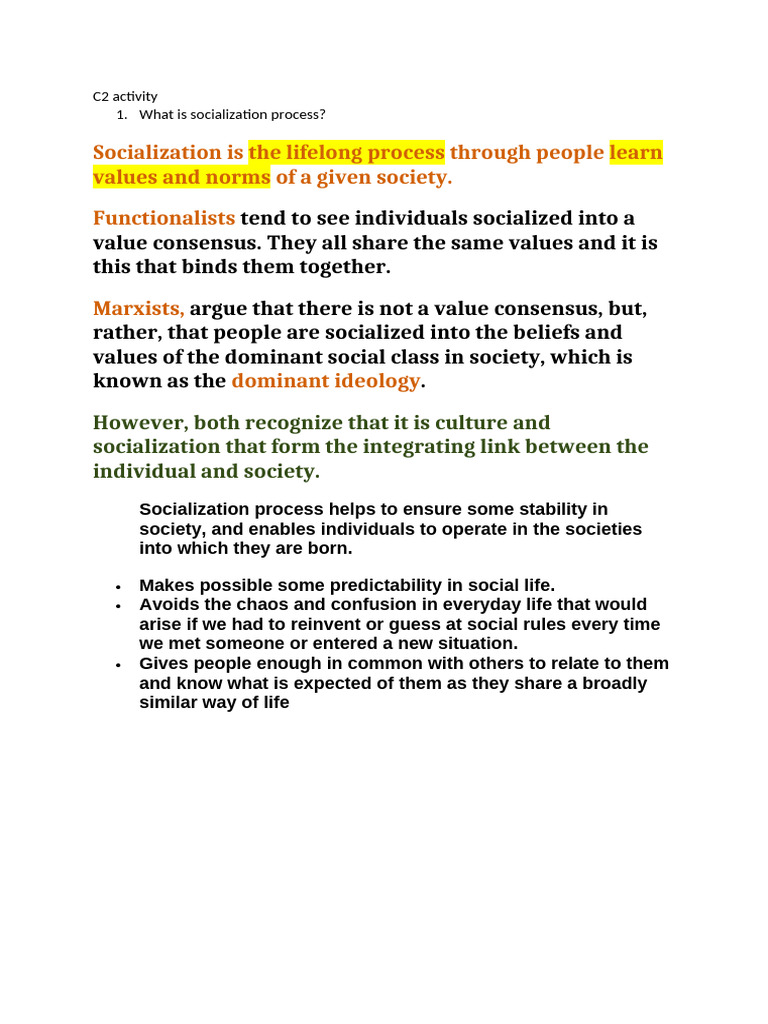 C2 Activity Cultural Study | PDF | Socialization | Society