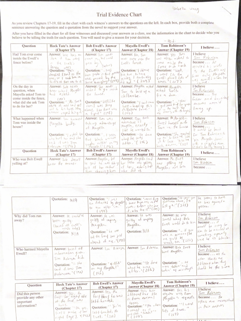 TKAM Evidence Sheet | PDF