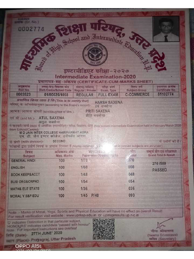 12 Marksheet Compressed | PDF