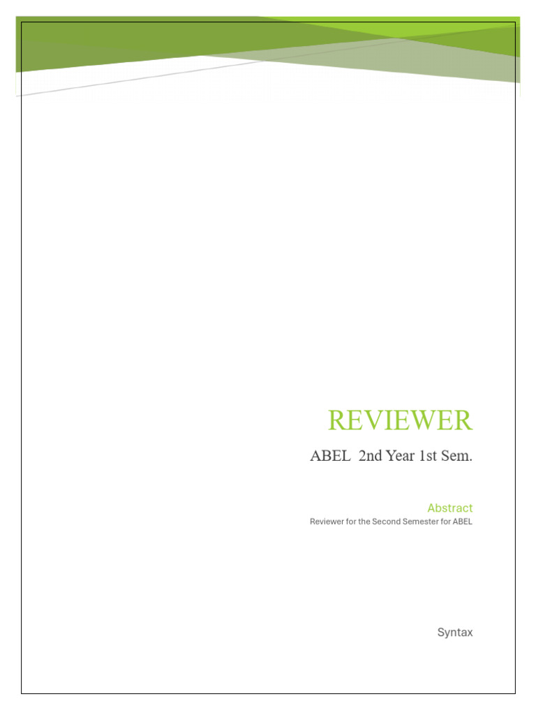 2nd Sem Reviewer Syntax | PDF | Grammatical Gender | Pronoun