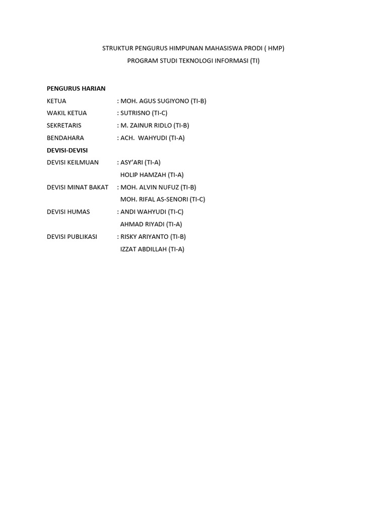 Struktur HMP Ti 2024 | PDF