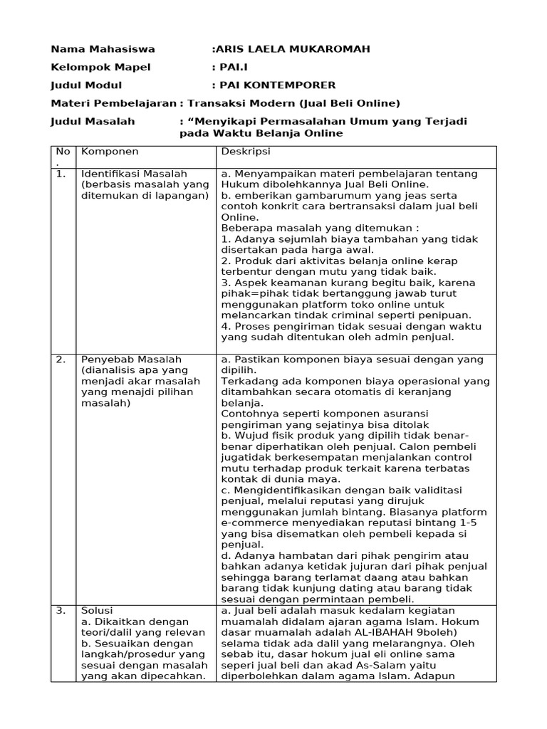 Tugas PBL Modul 5 Pai Kontemporer | PDF