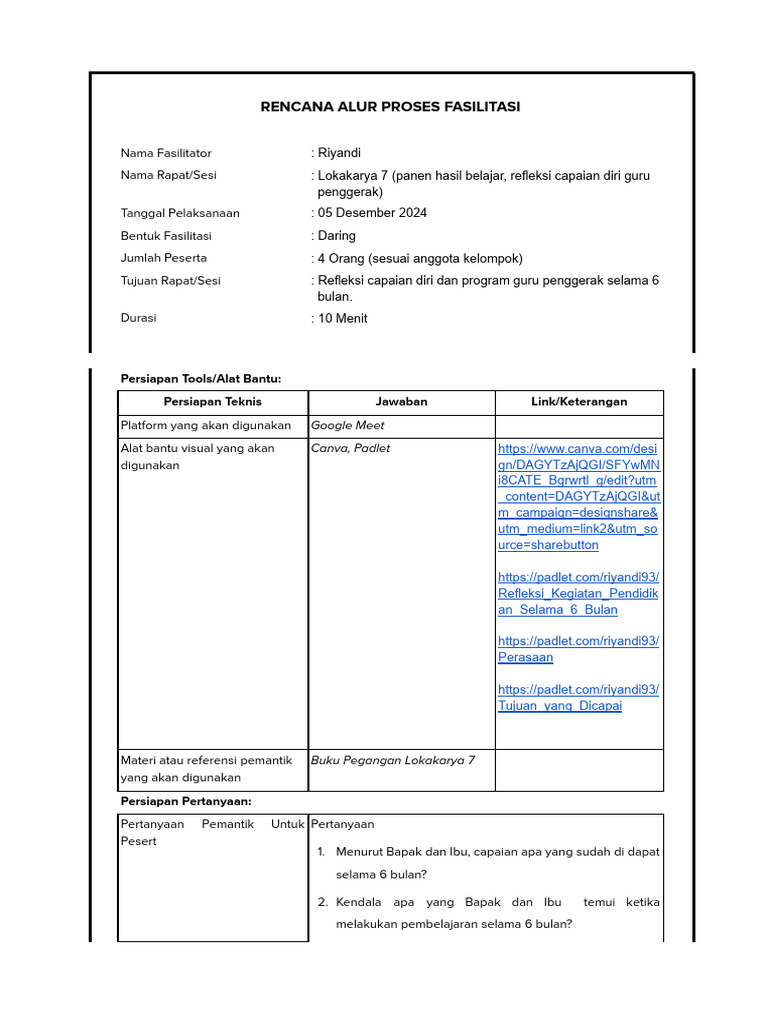 RIYANDI - M3 - Rencana Alur Proses Fasilitasi | PDF