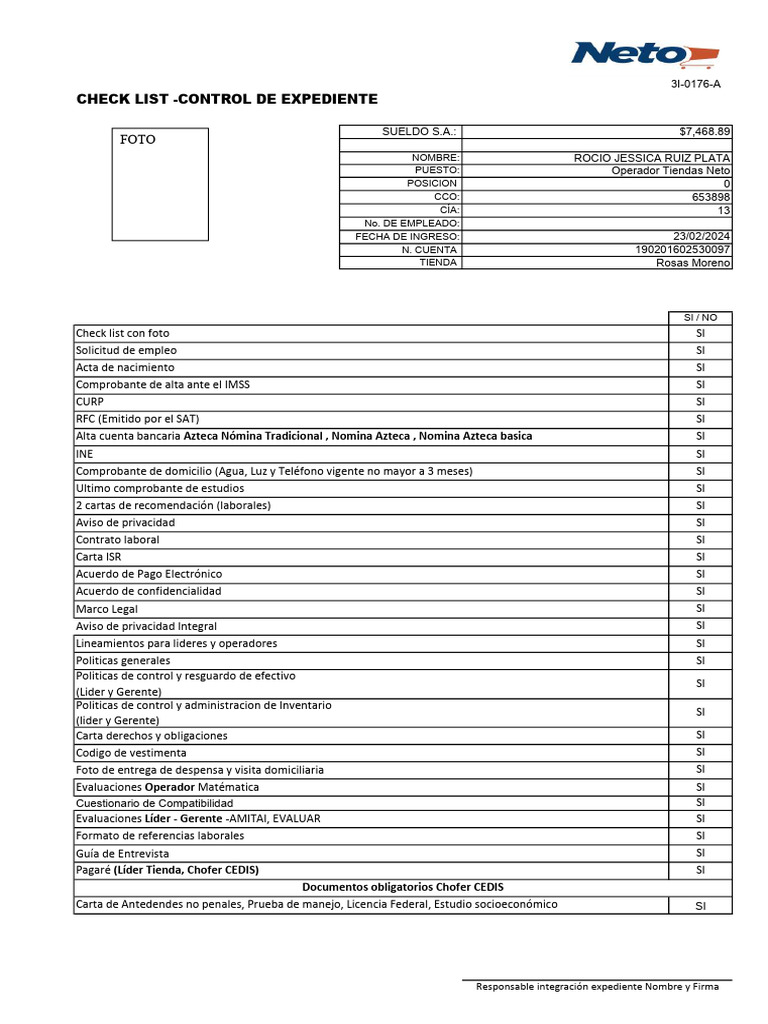 Checklist de Control de Expediente Laboral | PDF | Salario | Software