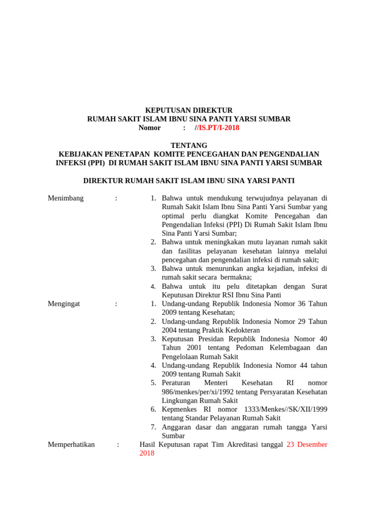 Kebijakan Penetapan Komite Ppi | PDF
