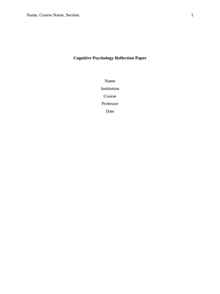 Cognitive Psychology Reflection Paper | PDF | Cognition | Perception