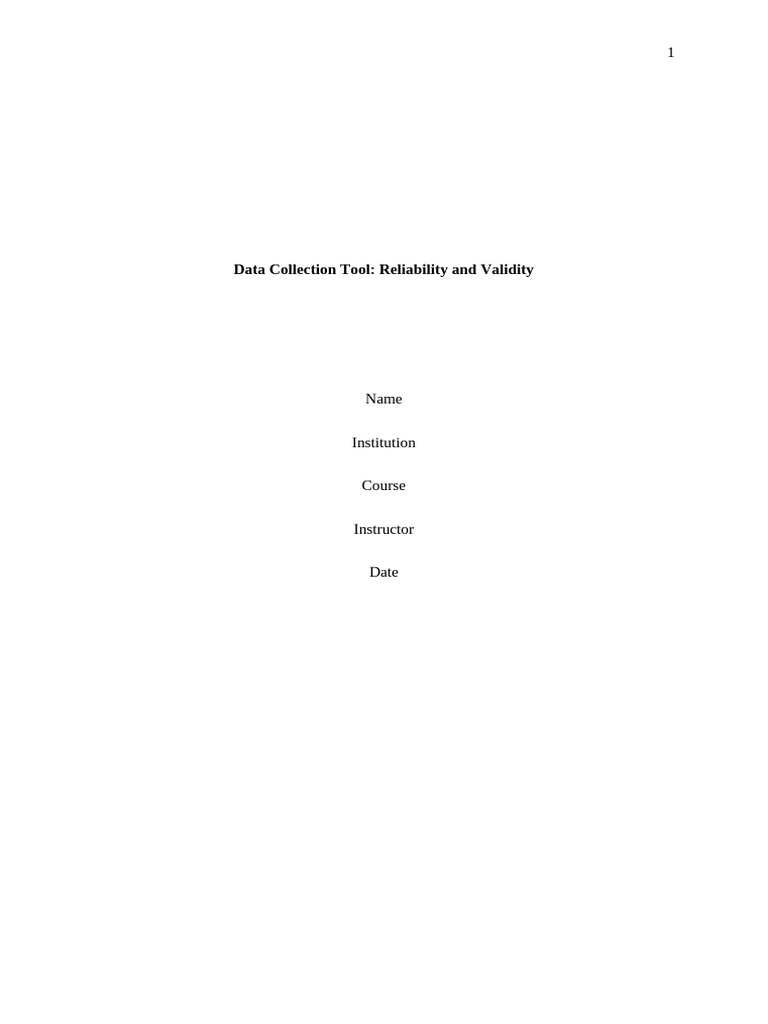 Data Collection Tool Reliability and Validity | PDF | Validity ...