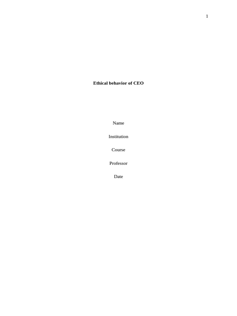 Ethical Behavior of CEO | PDF | Nonprofit Organization | Credibility