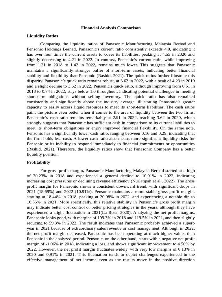 Financial Analysis Comparison | PDF | Profit (Economics) | Inventory