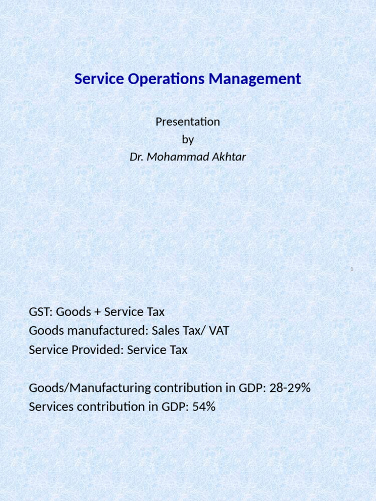 Service Operations Management Overview | PDF | Goods | Operations ...