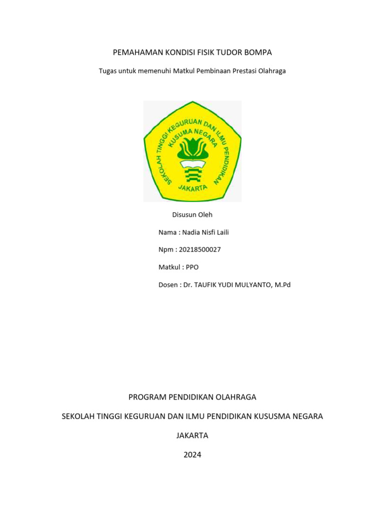 Ppo Nadia (Kondisi Fisik Tudor Bompa) | PDF