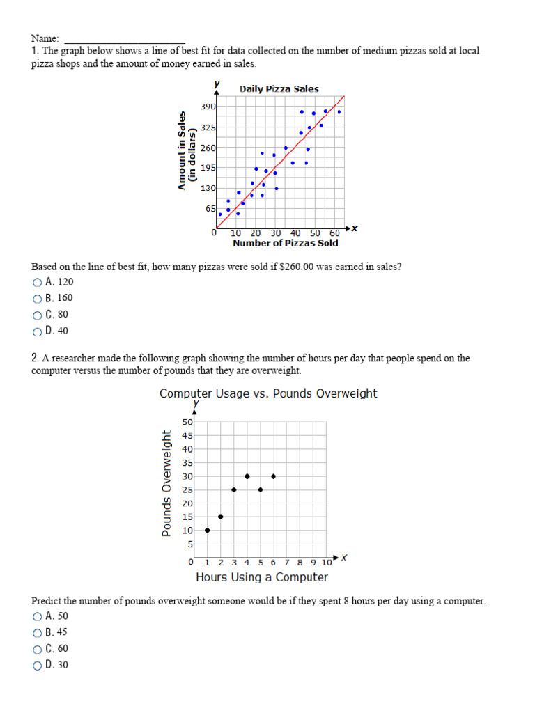 Line of Best Fit Graph Analysis | PDF