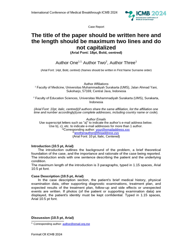 ICMB 2024 Case report_Template | PDF | Case Report | Citation