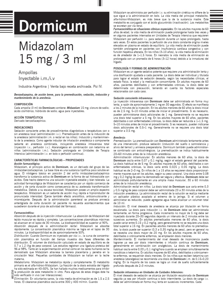 p Dormicum-Ampolla (1) | PDF | Benzodiazepinas | Medicamentos con receta
