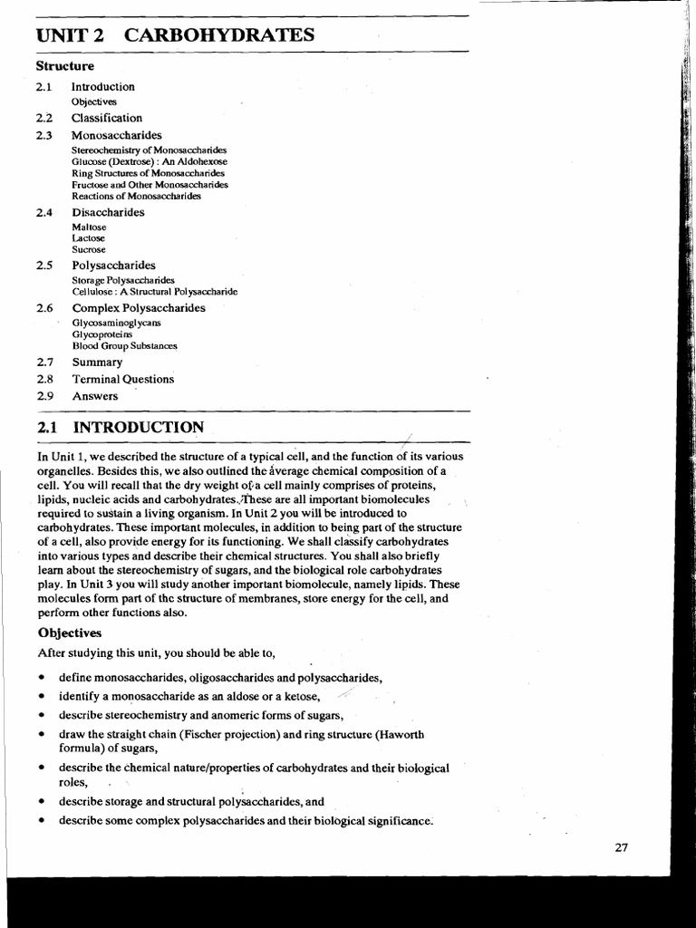 Unit-2 (3) | PDF | Carbohydrates | Glucose