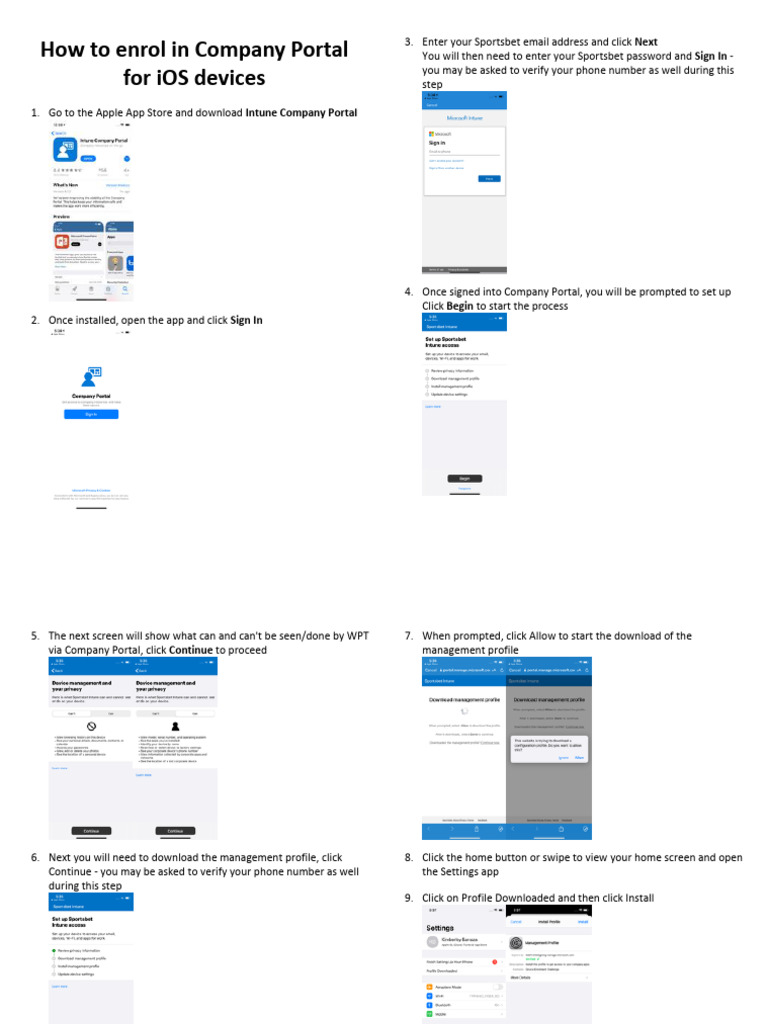 iOS Company Portal Enrollment Guide | PDF | Ios | Mobile App