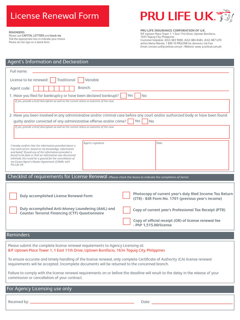 Fill-In - License Renewal Form | PDF | Justice | Crime & Violence