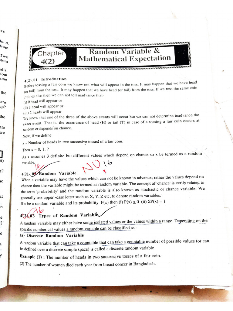 4 2 Random Variable And Mathematical Expectation Pdf