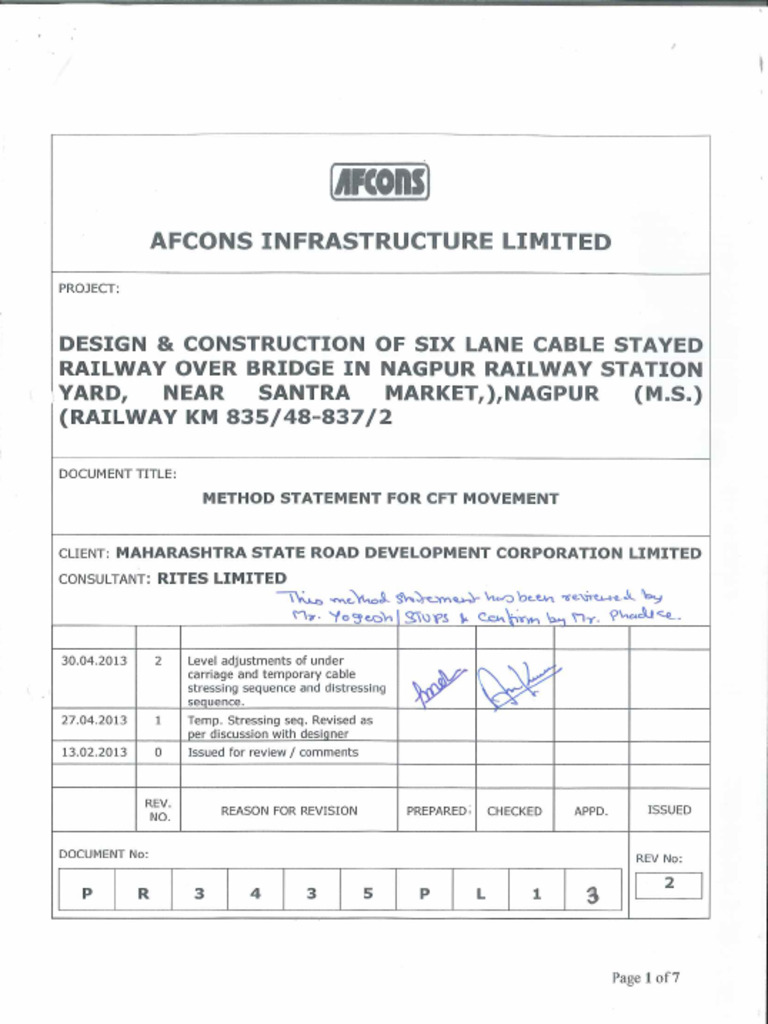 13) Method Statment for CFT Movement | PDF
