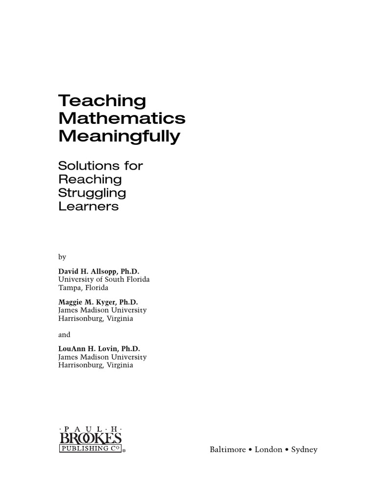 Teaching Mathematics Meaningfully Soluti | PDF | Credit Card | Learning