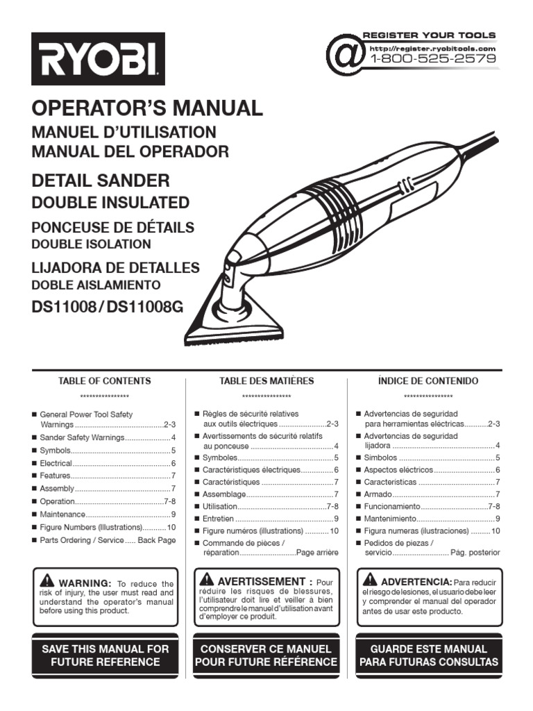 RYOBI DS1108 MANUAL | PDF