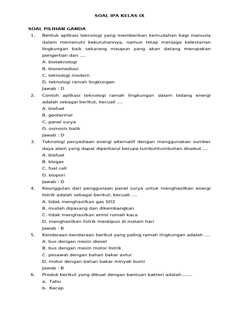 Soal Ipa Kelas Ix Bru | PDF