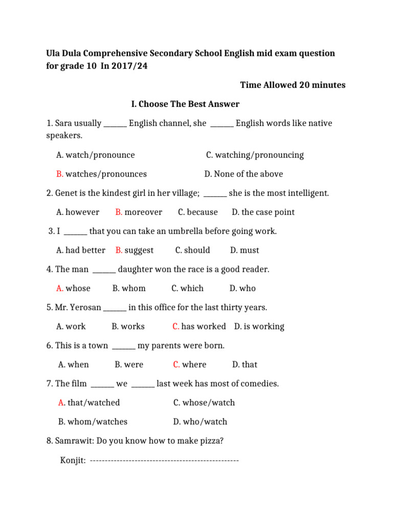 English mid exam (1) | PDF | Linguistics | Languages English mid exam (1) | PDF | Linguistics | Languages