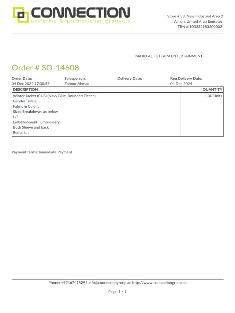 Order - SO-14608 | PDF