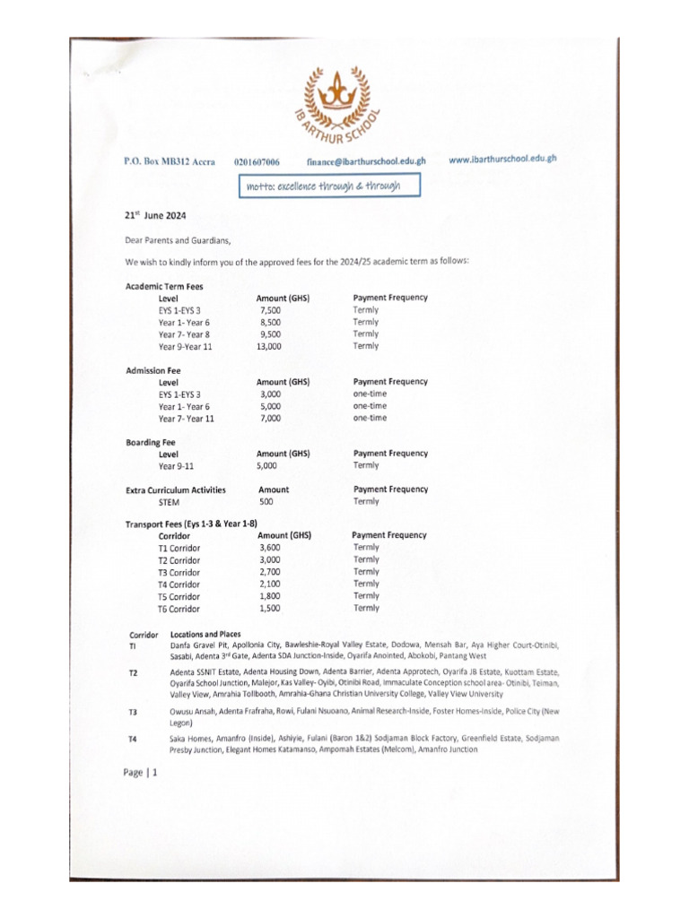 Fee schedule update | PDF