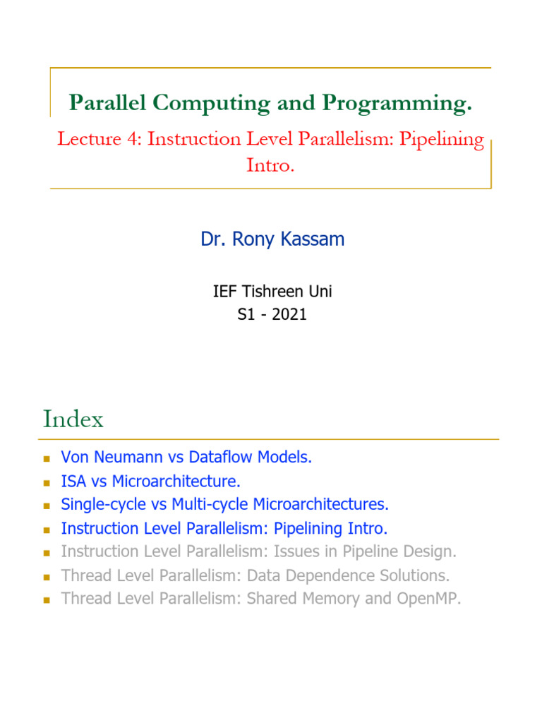 Lec4 - ILP Pipelining Intro | PDF | Parallel Computing | Office Equipment