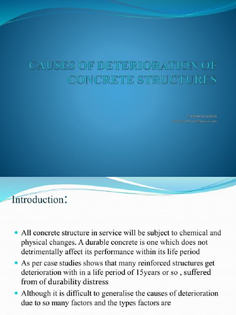 Causes of Deterioration of Concrete Structures | PDF
