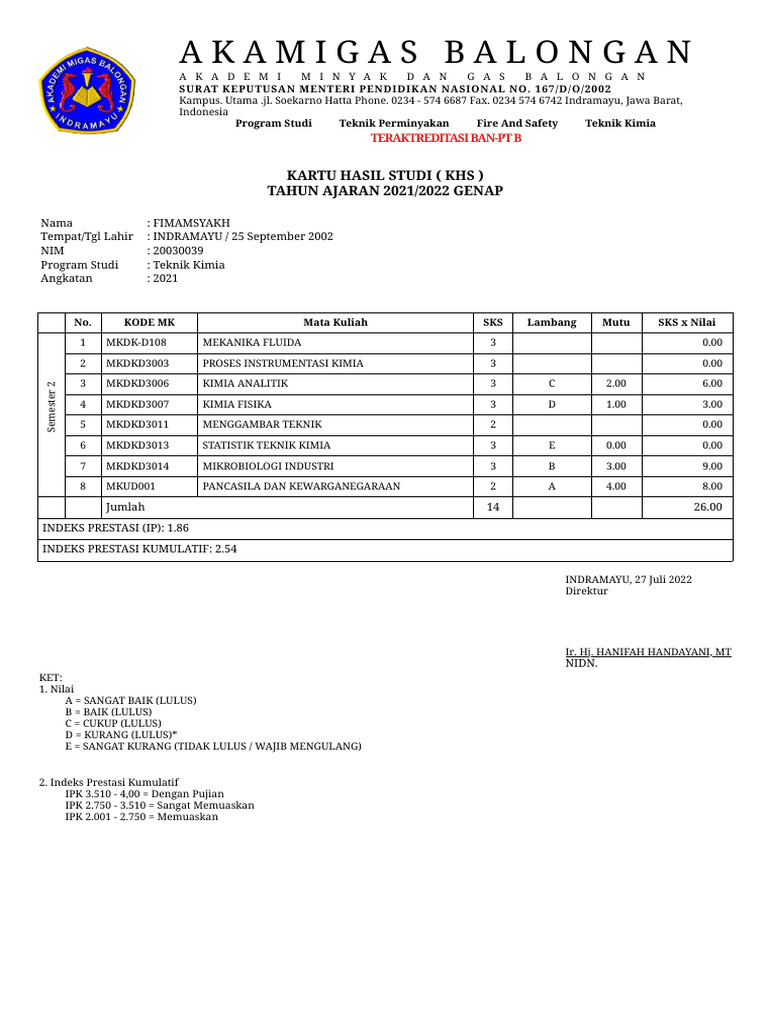 Cetak KHS SEMESTER II | PDF