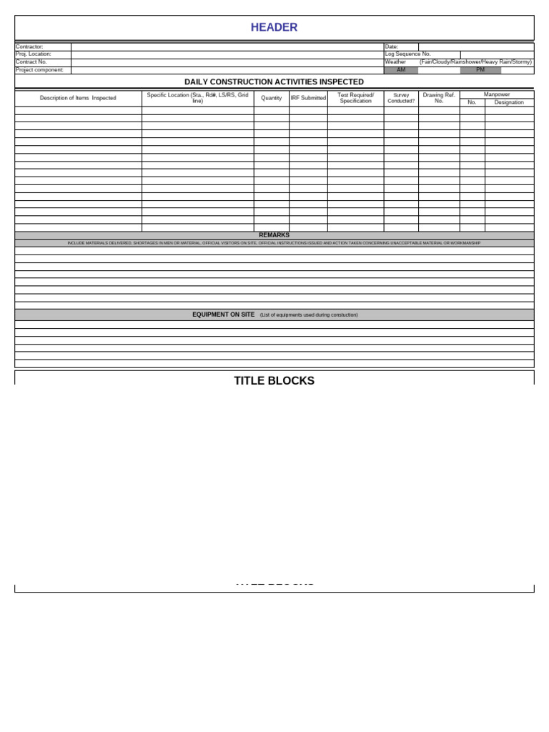 Daily Construction Inspection Report | PDF