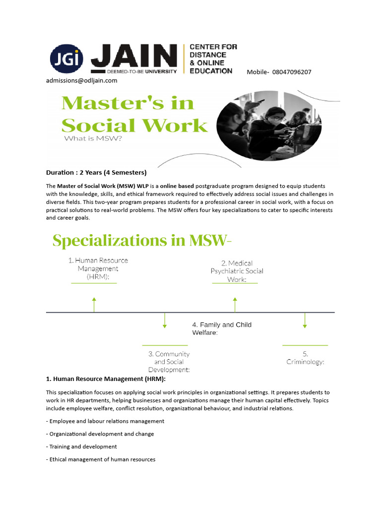 Online MSW Program with Specializations | PDF | Social Work | Mental Health