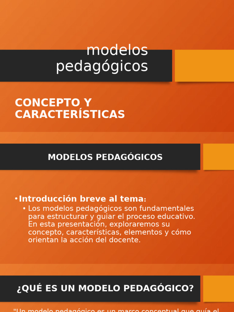 Diapositiva Concepto y Caracteristicas de Los Modelos Pedagógicos | PDF ...