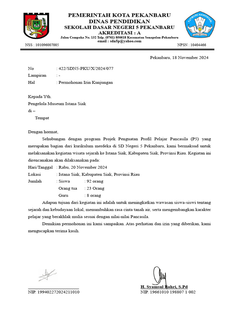 Surat Permohonan Izin | PDF