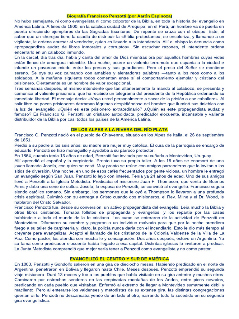 Biografía de Francisco Penzotti | PDF | Venezuela | Misionero