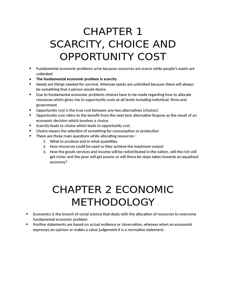 1 Scarcity Choics and Opportunity | PDF | Labour Economics | Division Of Labour
