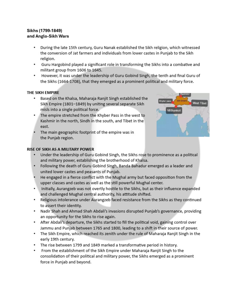Sikhs (1799-1849) and Anglo-Sikh Wars - 38056458 | PDF | Punjab | Nāstika