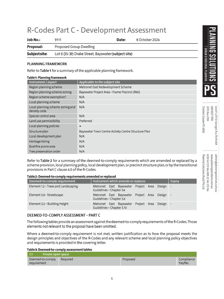 Appendix 6 Applicant R Codes Part C Assessment | PDF
