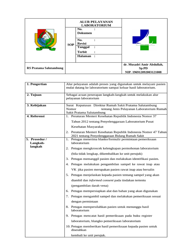 Alur Pelayanan Laboratorium RS Pratama | PDF