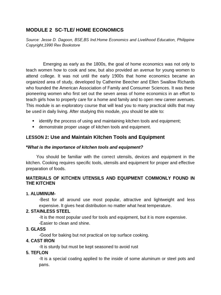 Sc Tle Module 2 Copy | PDF | Cookware And Bakeware | Expense