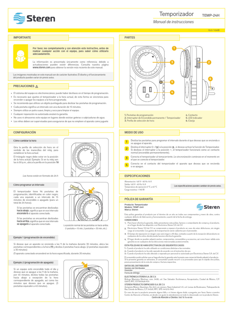 TEMP 24H V0.3 Instr | PDF | Temporizador | Cambiar