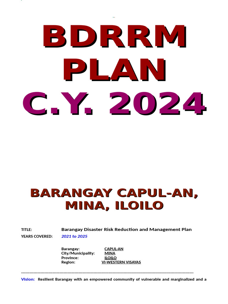 BDRRM Plan Template Englis8 | PDF | Disaster Risk Reduction | Emergency Management