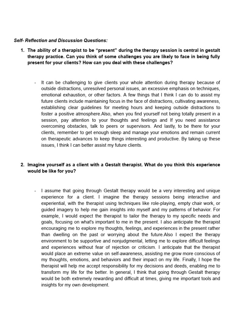 Learning Activity - Gestalt Therapy | PDF | Gestalt Therapy | Thought