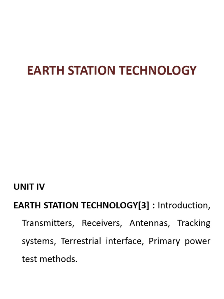 Earth Station Technology Overview | PDF | Amplifier | Satellite Television