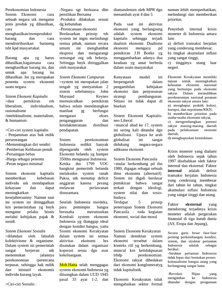 CTTN Perekonomian Indonesia | PDF