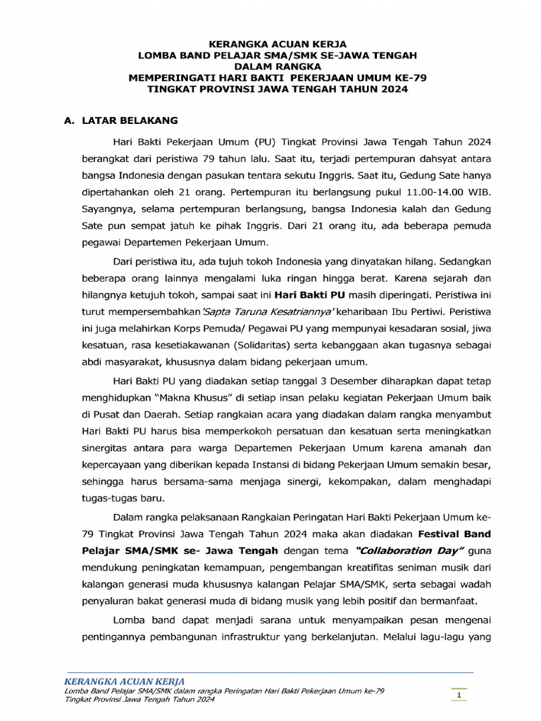 Kerangka Acuan Lomba Band revisi | PDF
