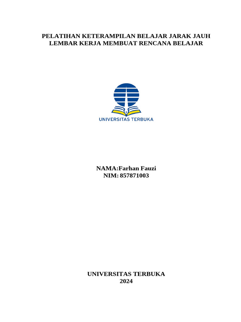 Ut - PBB - LPKBJJ - 2022 - PKBJJ - Lembar Kerja Membuat Rencana Belajar (2) Farhan | PDF